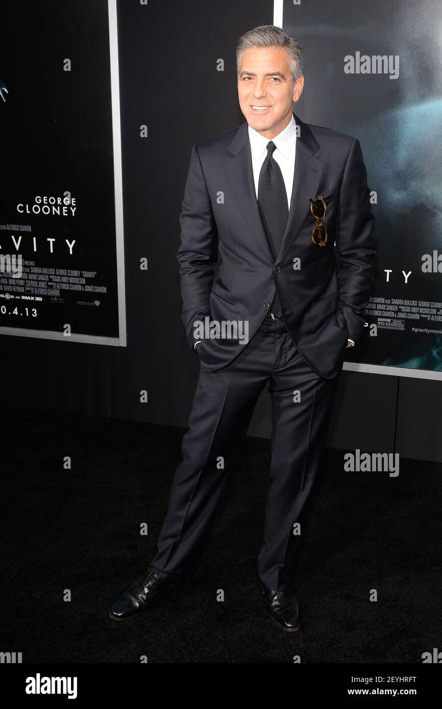 Actor George Clooney attends the 'Gravity' premiere at AMC Lincoln ...