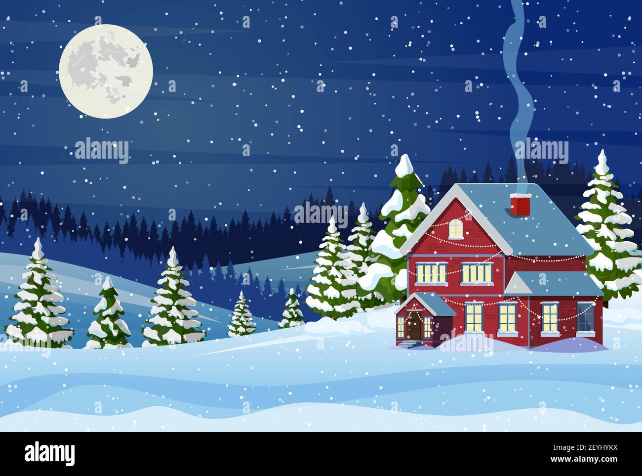 Snow covered town snowfall night Stock Vector Images - Alamy