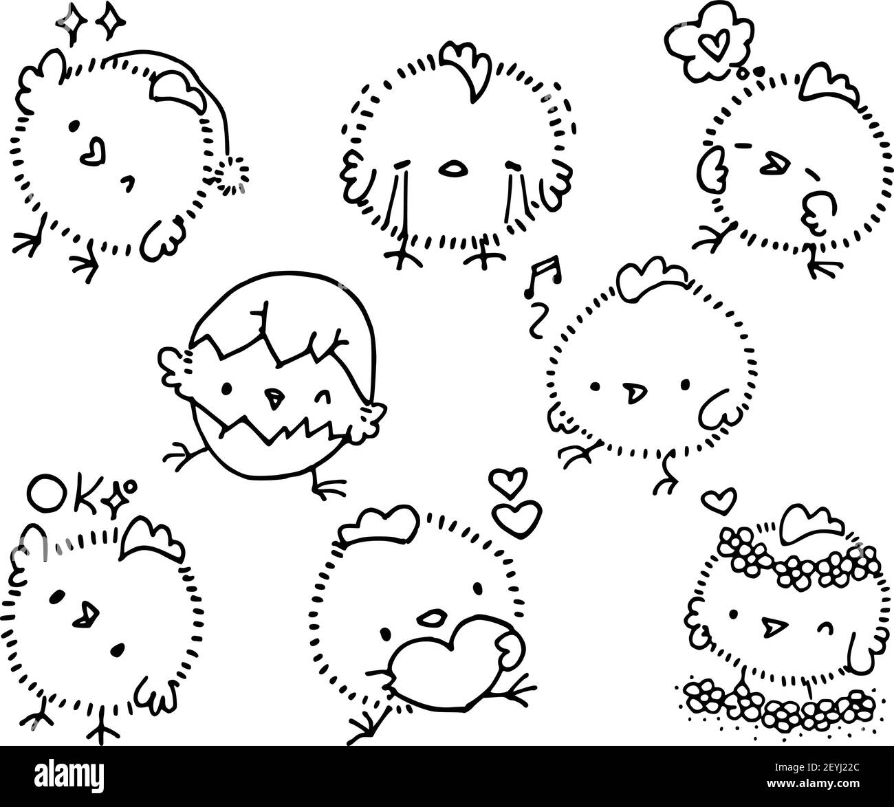 vector cartoon cute chick stickers emoji set Stock Vector Image & Art ...
