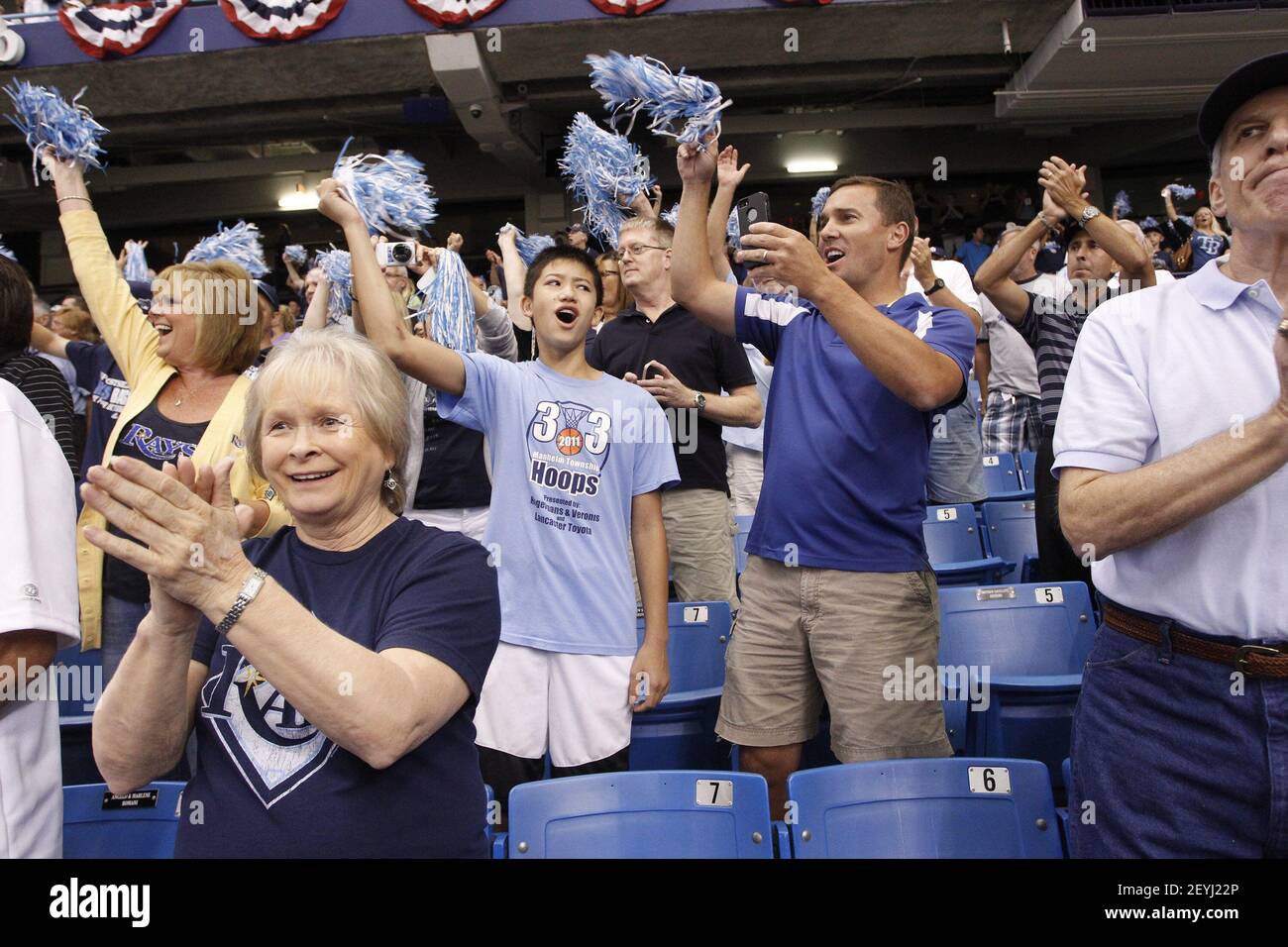 Rays fans cheer as Tampa Bay players are introduced before Game 3 of ...