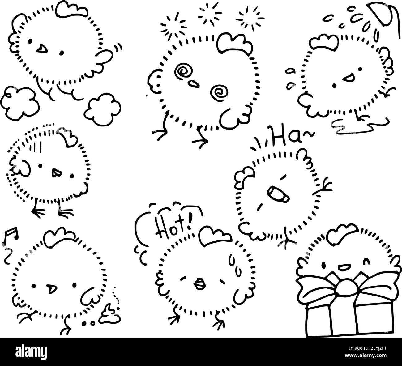 vector cartoon cute chick stickers emoji set Stock Vector Image & Art ...