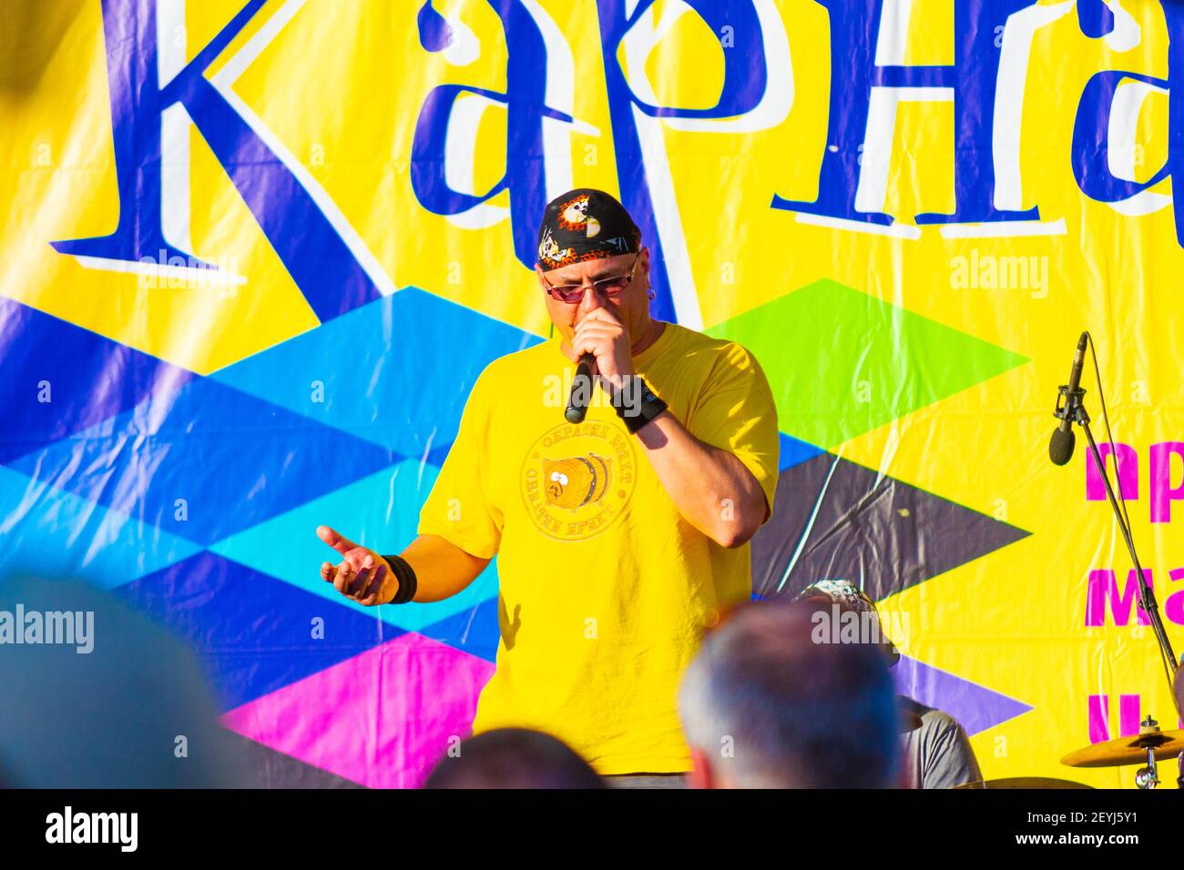 Bulgarian rock group ''Обратен ефект'' performing at the stage of Varna ...