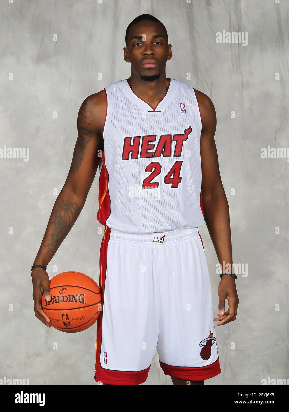 The Miami Heat's Jarvis Varnado poses for a portrait during the team's ...