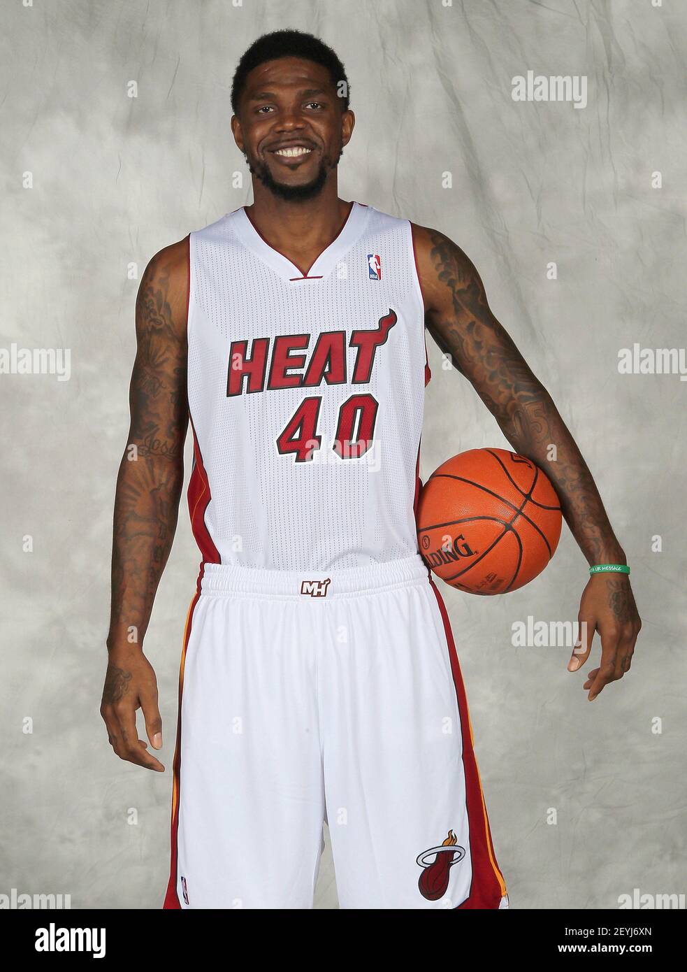 The Miami Heat's Udonis Haslem poses for a portrait during the team's ...