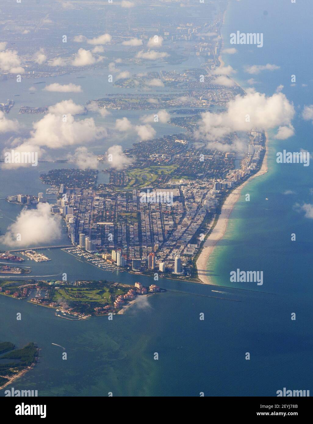 Miami, Florida - Overview from the air of Downtown Miami and Miami ...