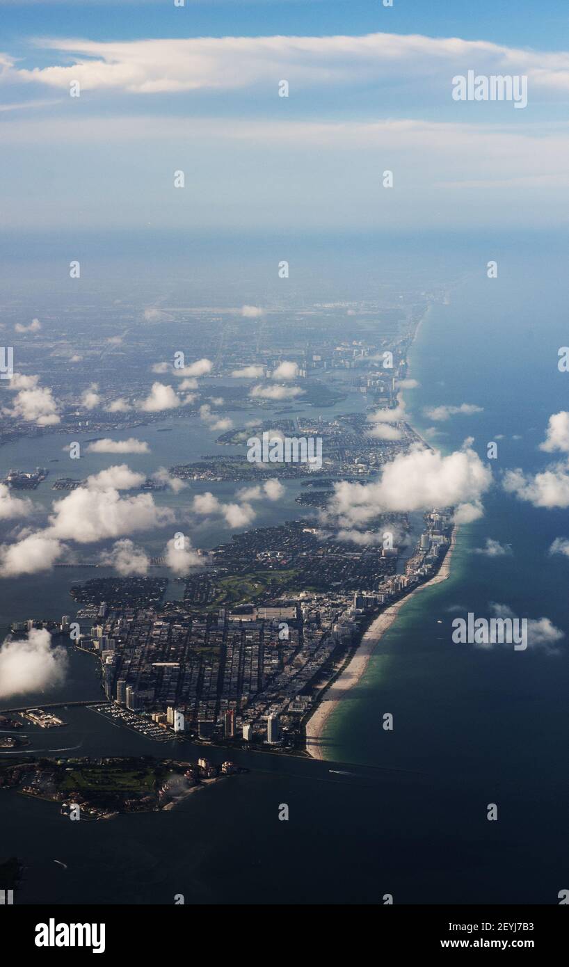 Miami, Florida - Overview from the air of Downtown Miami and Miami ...