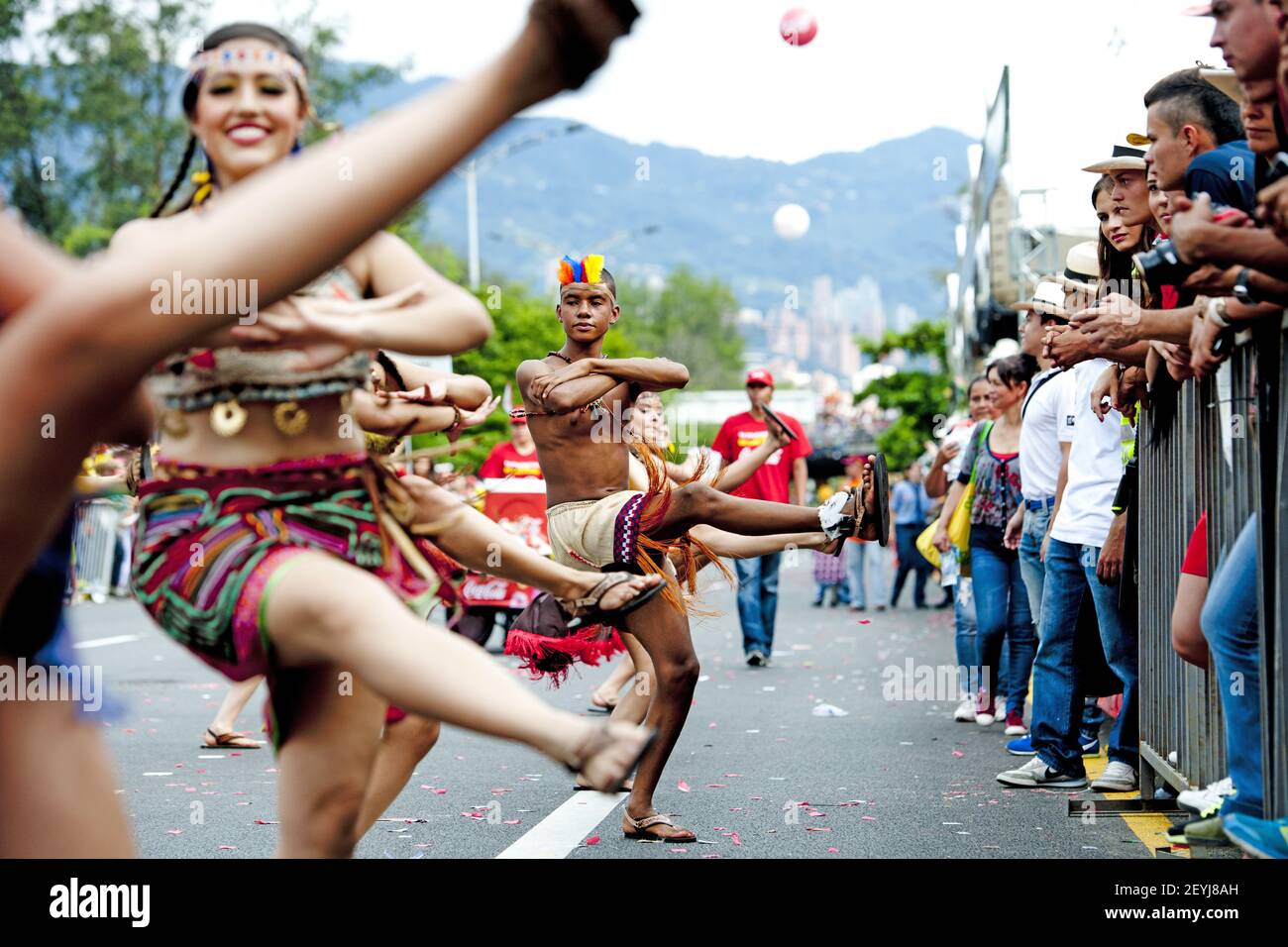 Medellin, Colombia - March through the streets of Medellin during the ...