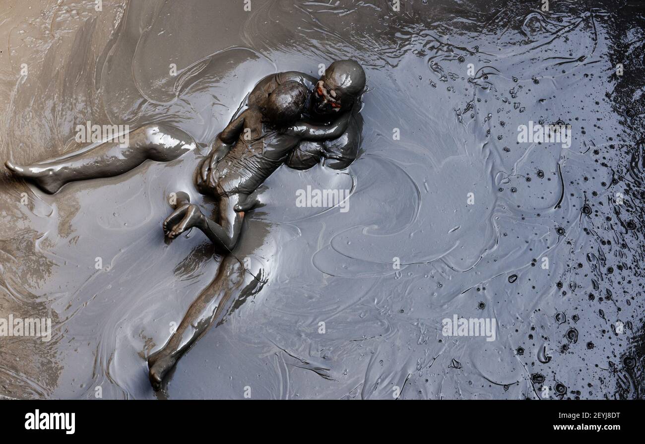Cartagena, Colombia - Tourists and Colombians enjoy the volcano de ...