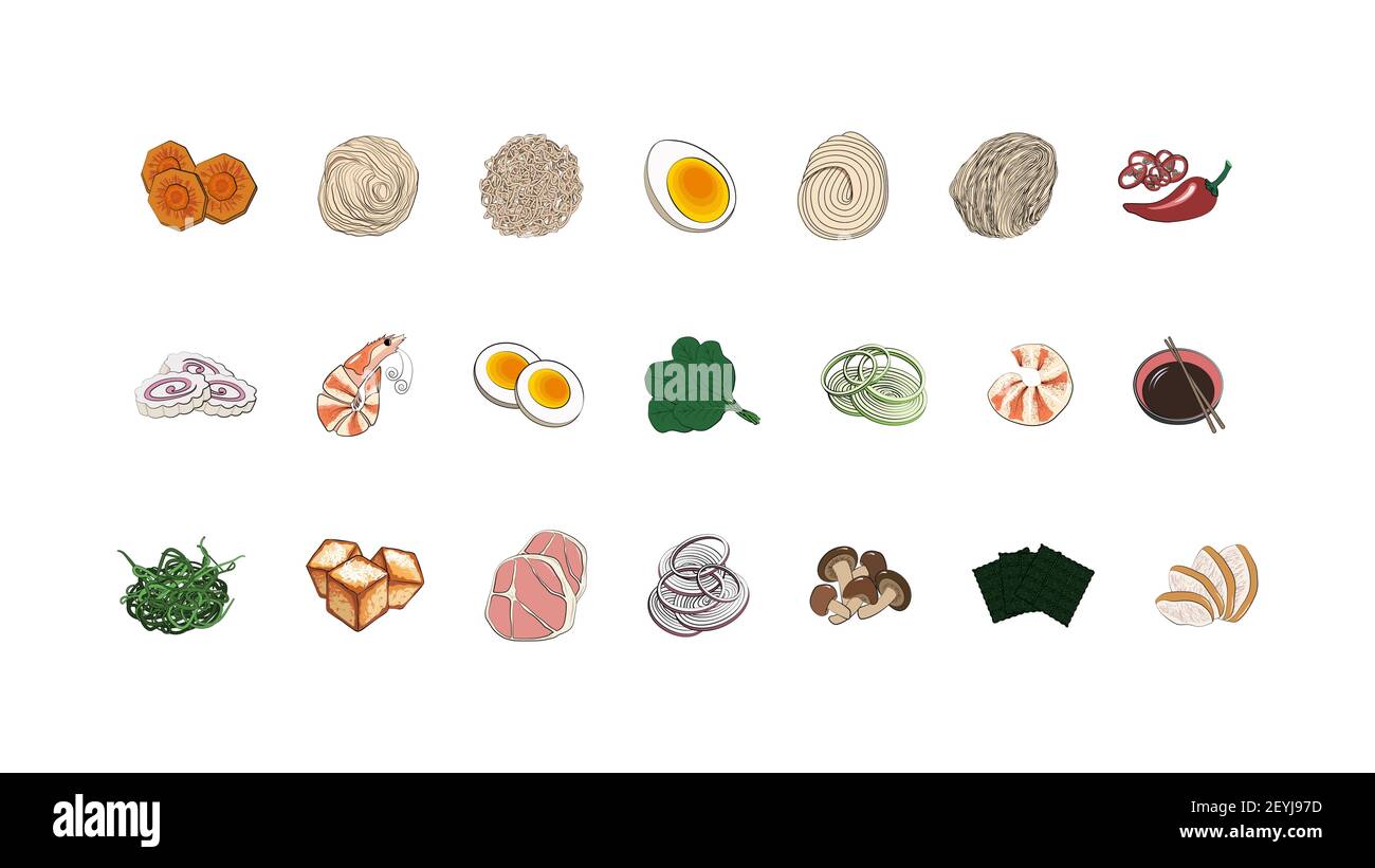 Traditional Japanese or Korean food - a large set of ingredients for ...
