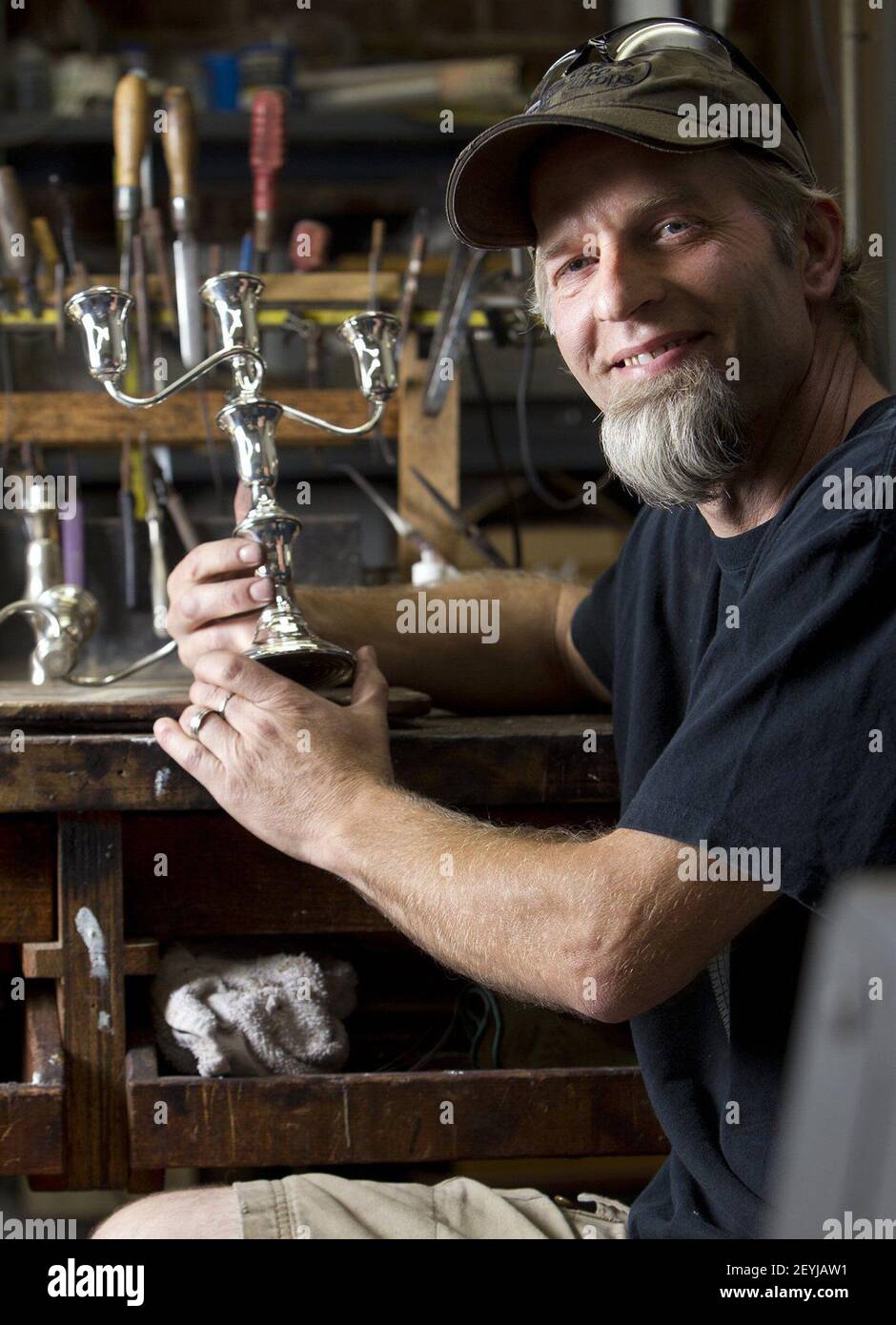 Master silversmith John Peel at Hiles Precious Metal and Silversmiths ...