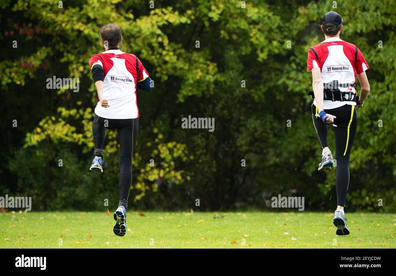 Amsterdam, The Netherlands - Blind runners are training for the ...