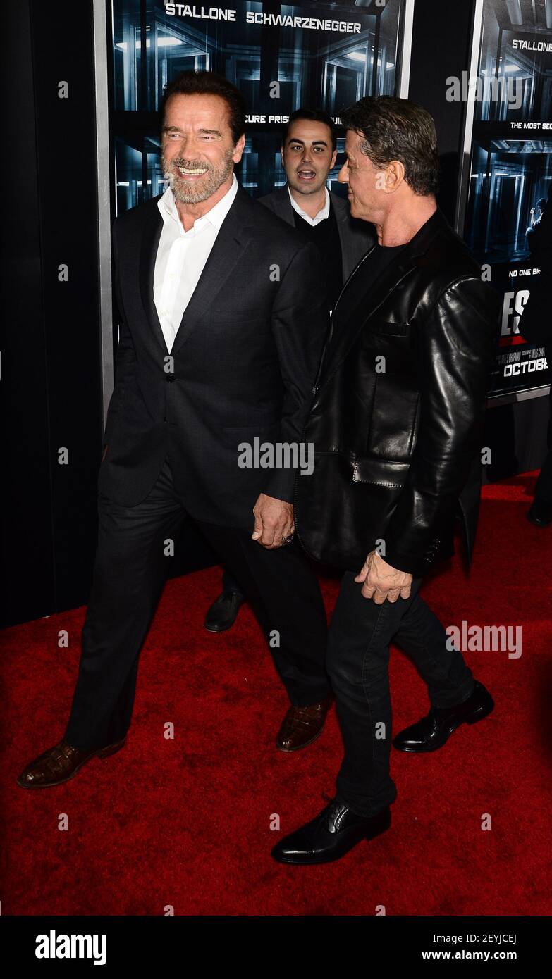 Arnold Schwarzenegger and Sylvester Stallone at the New York premiere ...