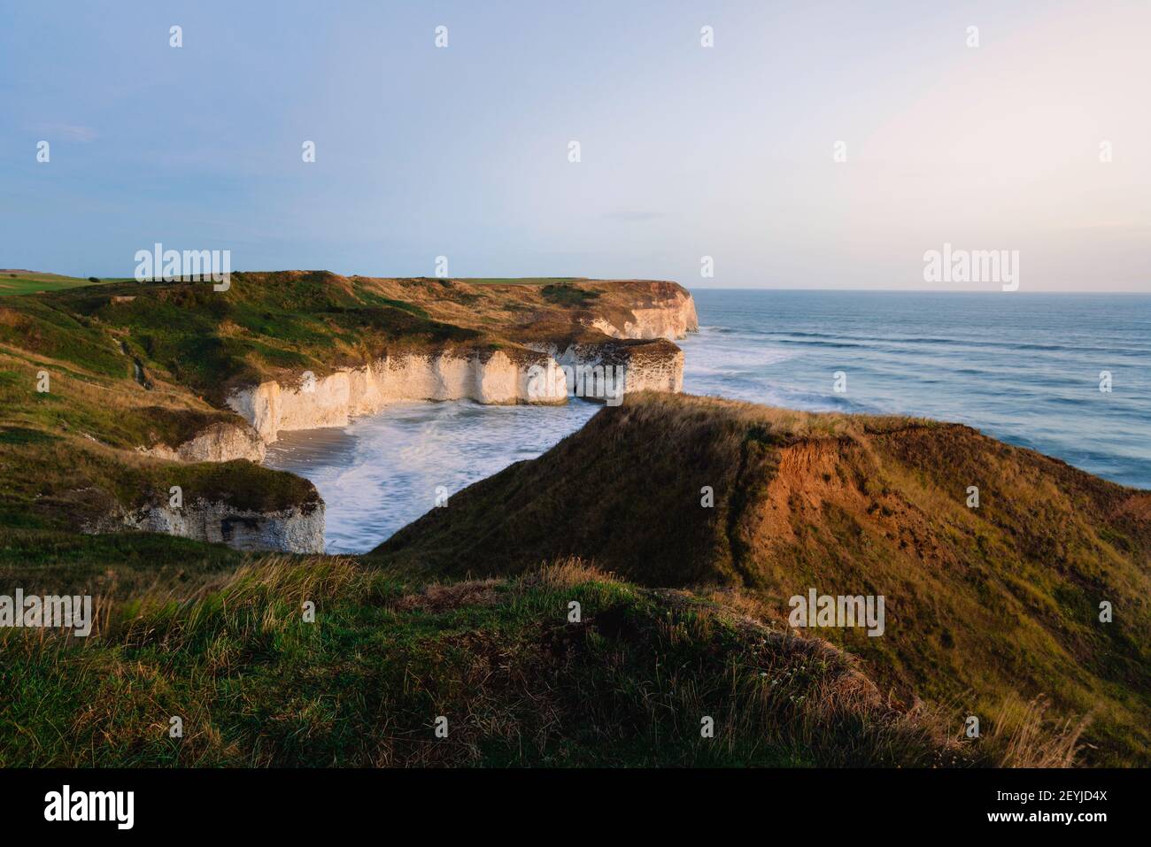 Environmental erosion along the chalk cliffs by sea, wind and weather ...