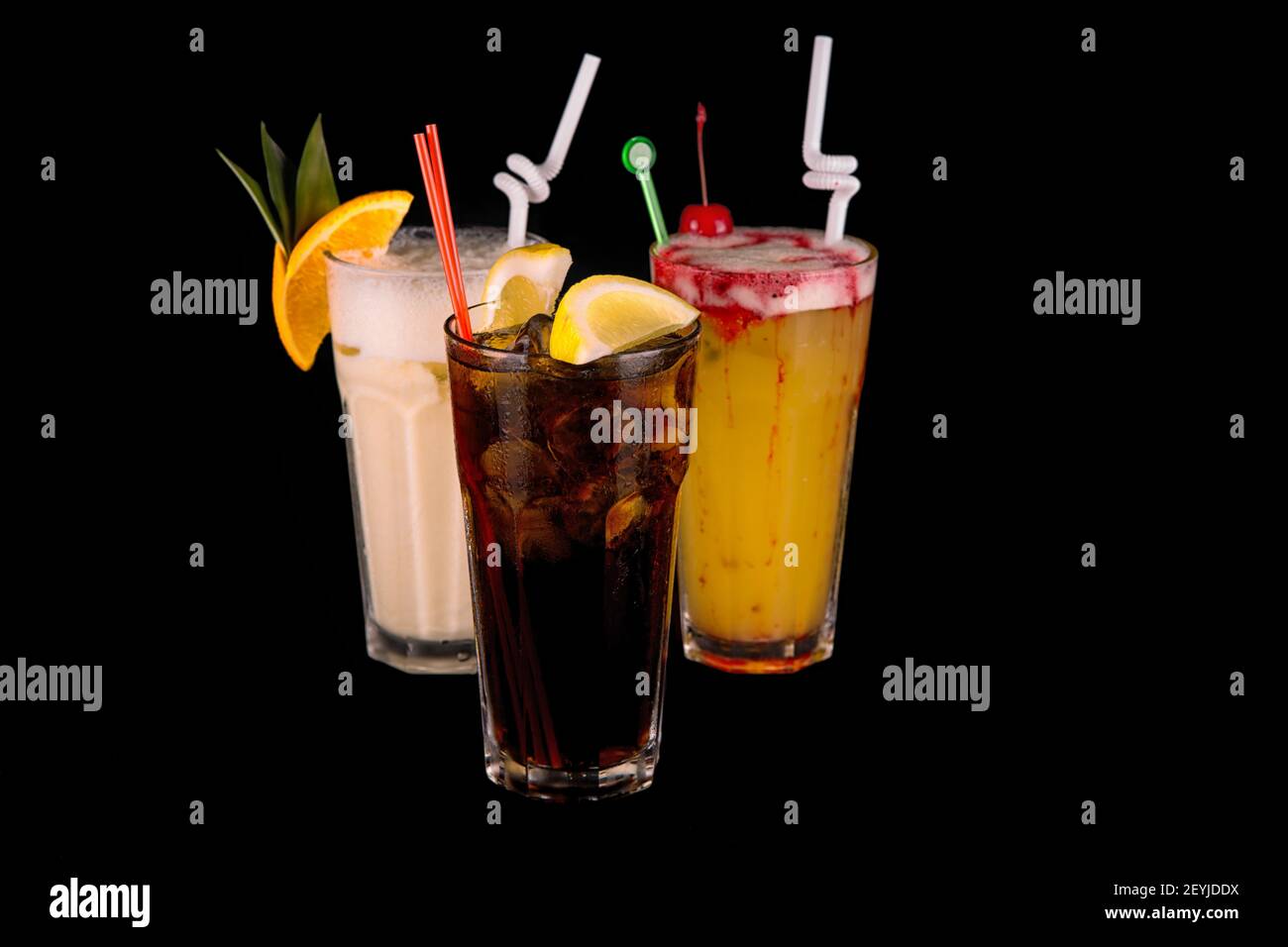 Cocktail on a black background with decorations Stock Photo - Alamy