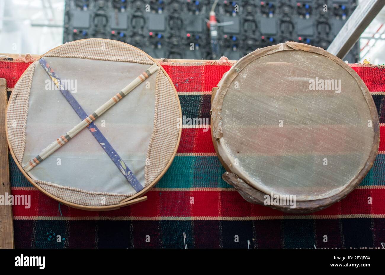 Traditional type sieves made of wood Stock Photo - Alamy