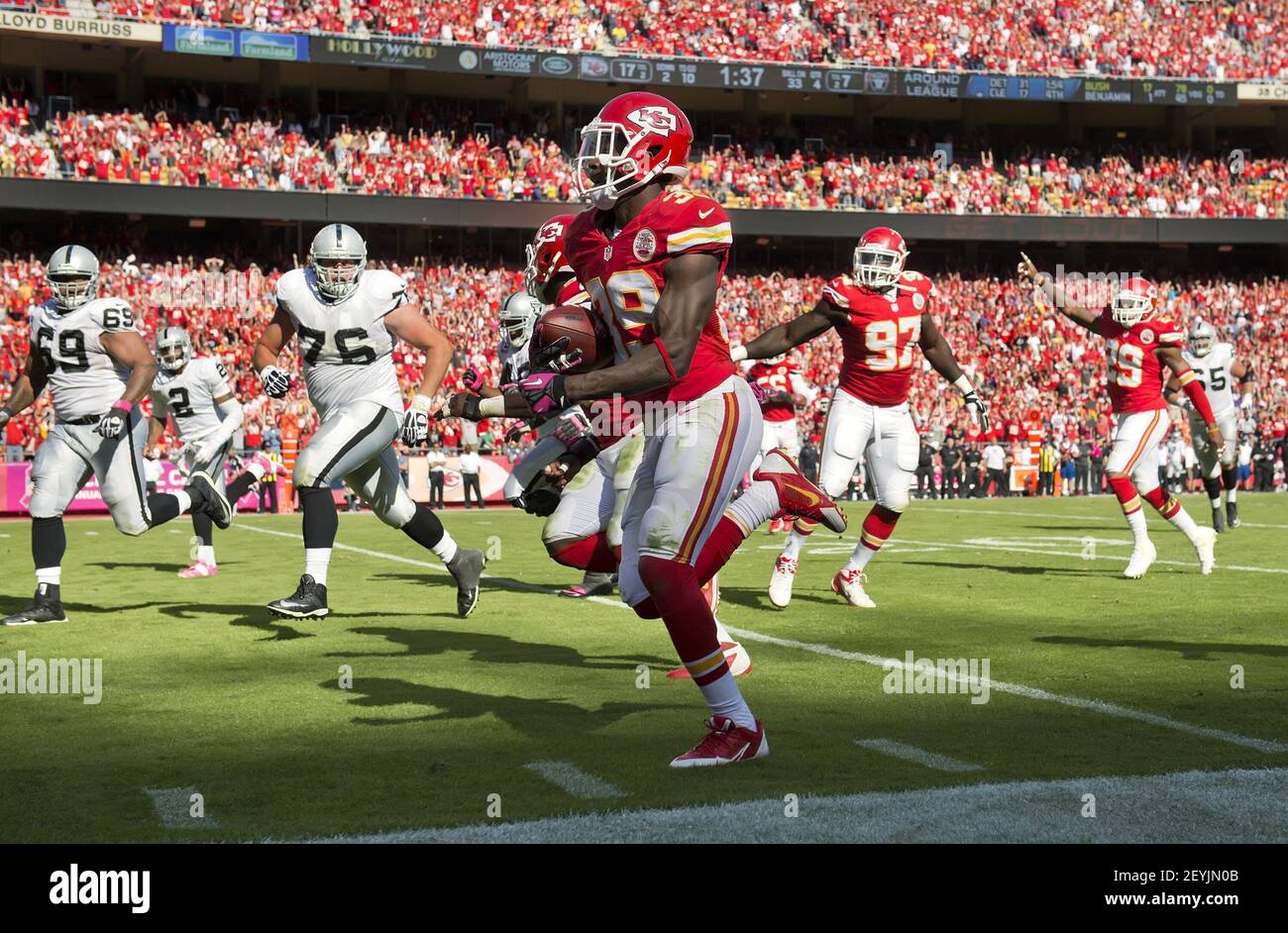 Kansas City Chiefs defensive back Husain Abdullah (39) runs back a 44 ...