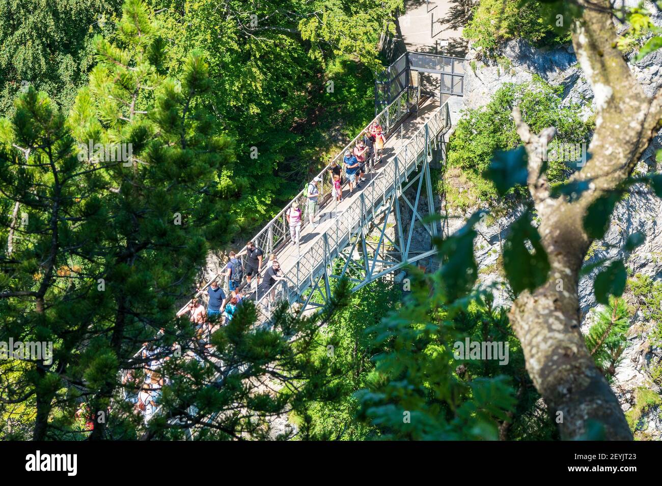 Tourists at the Marienbrücke (Mary's Bridge), a pedestrian bridge ...