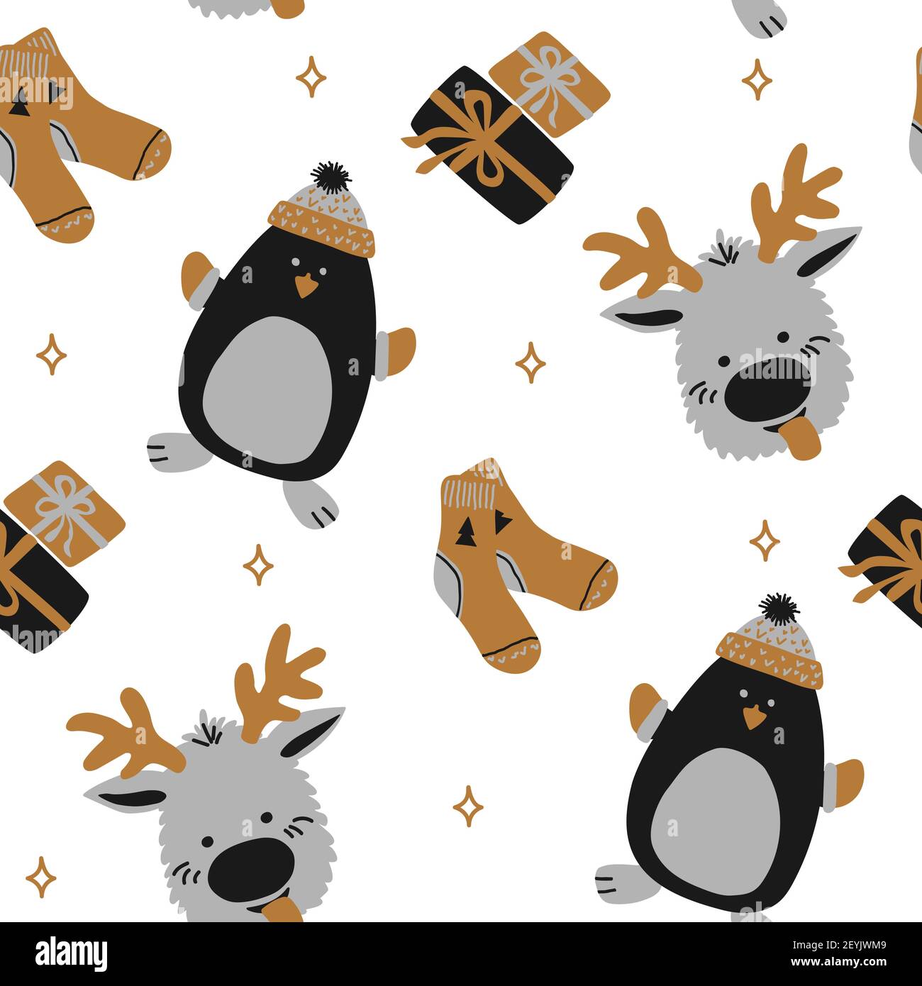 Doodle black deer ornament Cut Out Stock Images & Pictures - Alamy