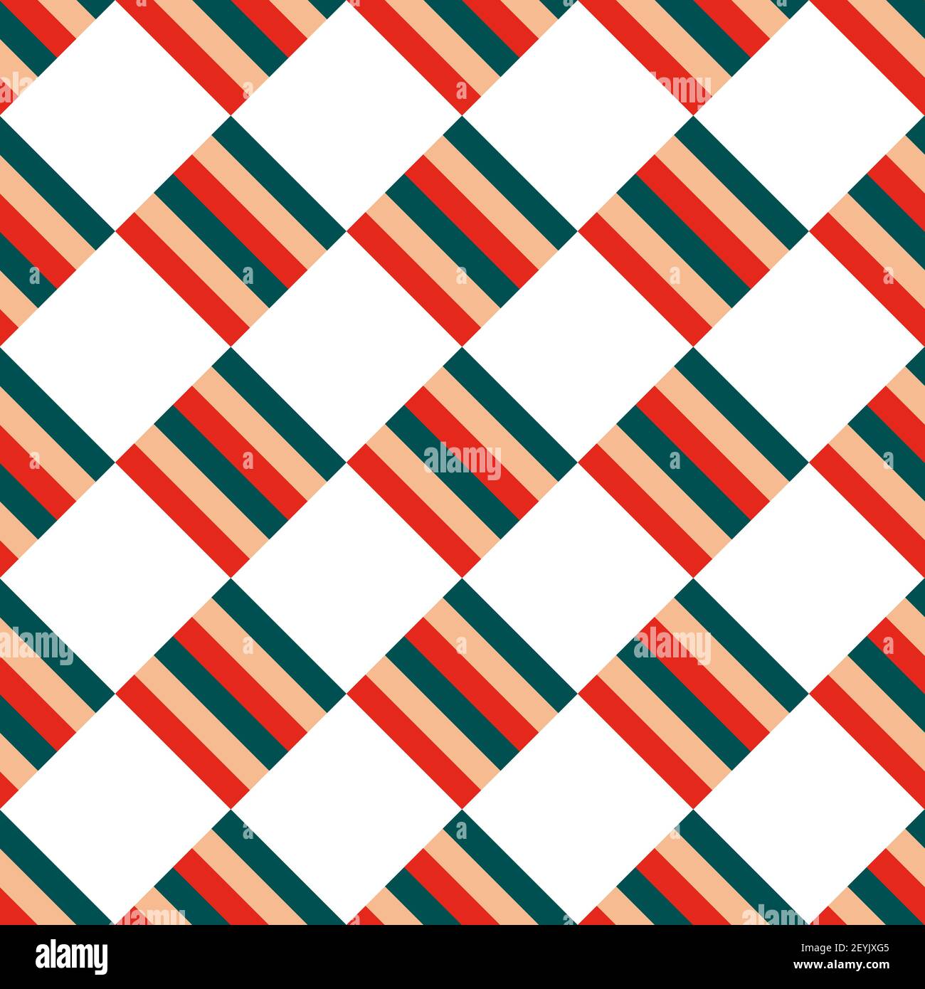 Seamless Christmas pattern of striped squares staggered diagonally on a ...