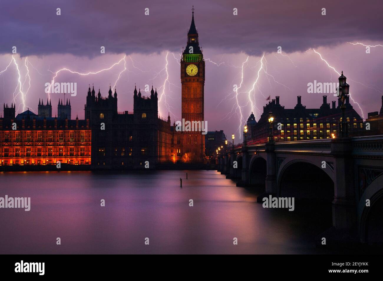 Stunning landscape image of lightning storm over Big Ben and Houses of ...