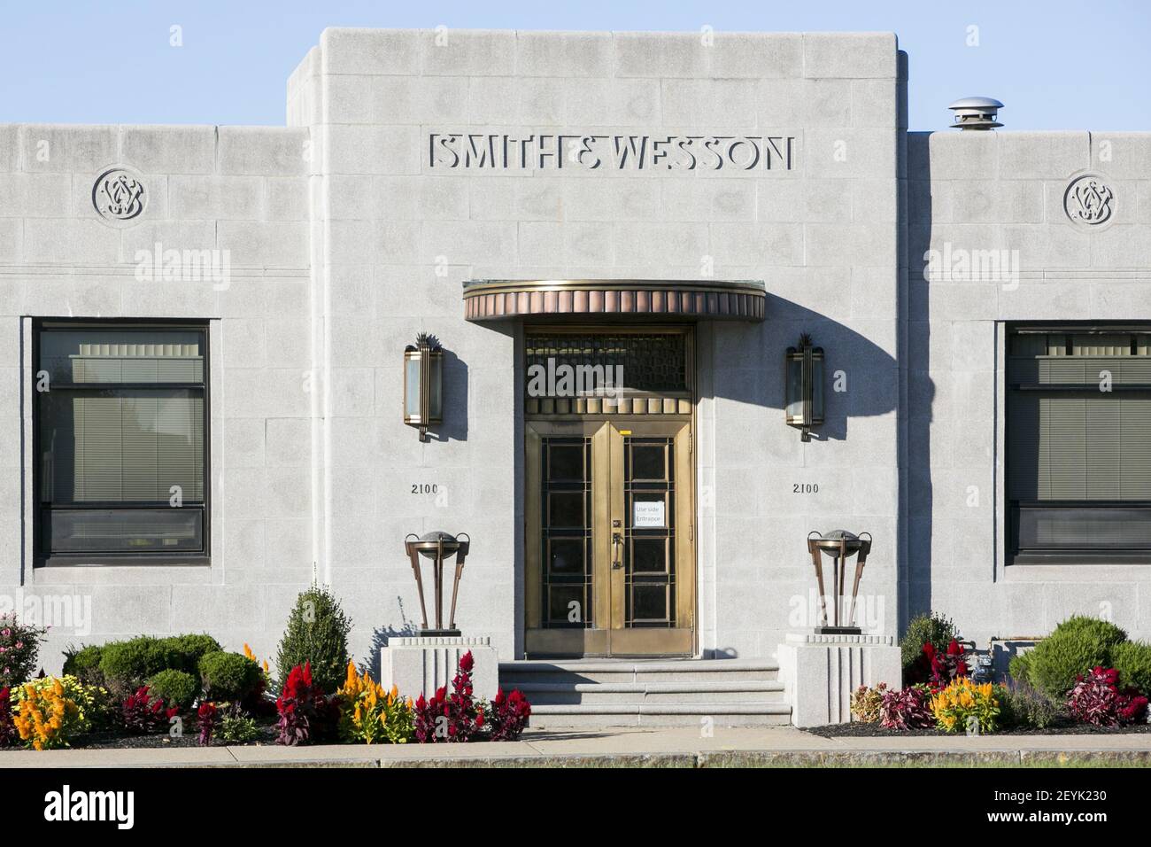 The entrance to the headquarters and factory of gun maker Smith ...