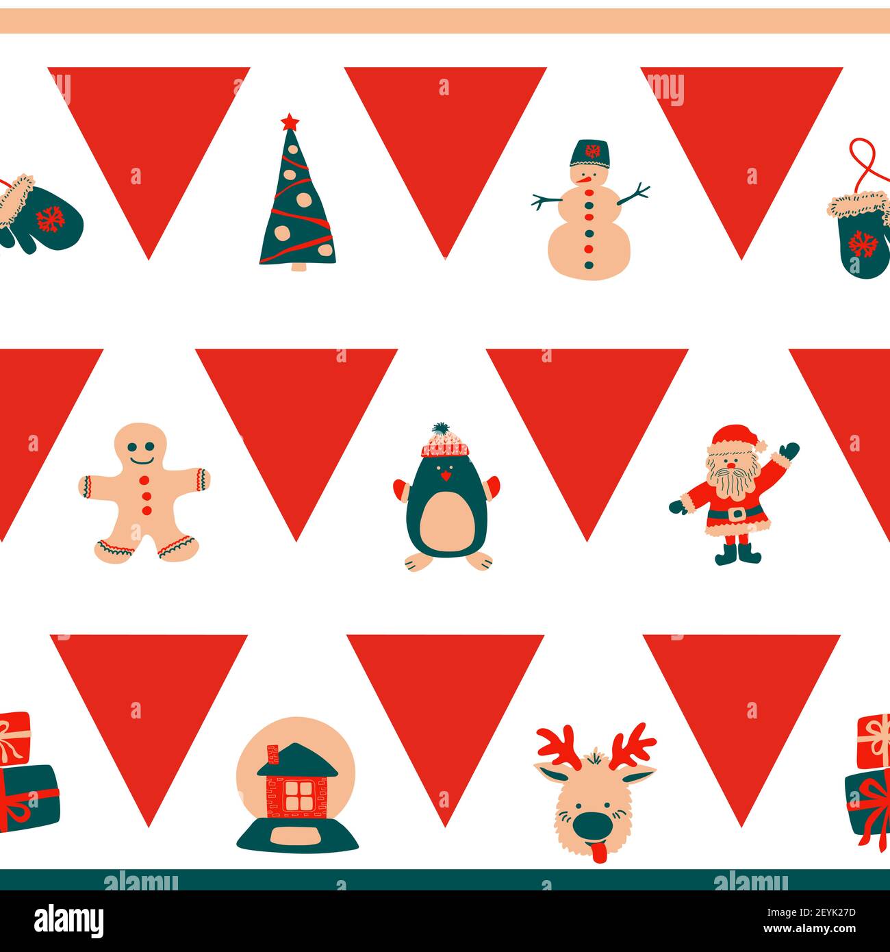 Christmas seamless border horizontal pattern of repeating red triangles ...
