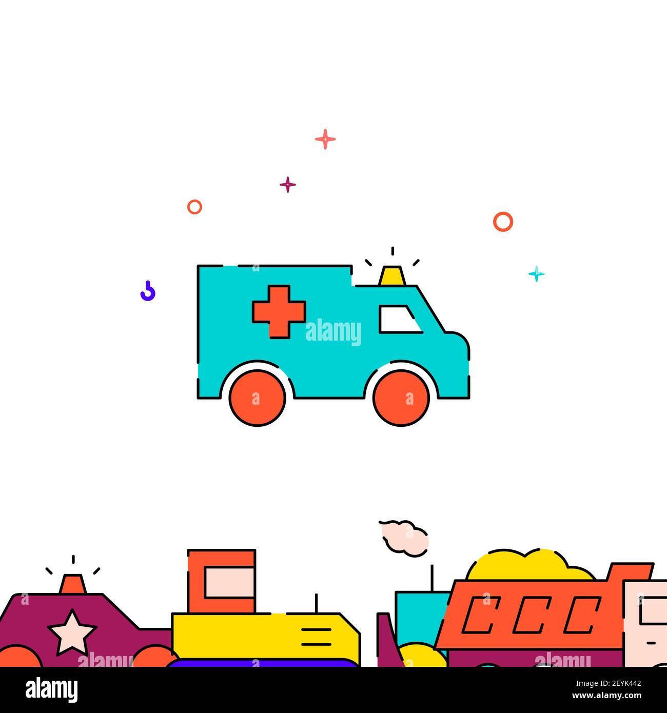 Ambulance car filled line icon, simple illustration, special transport ...