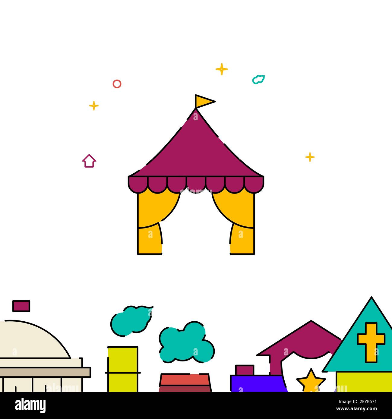 School building line drawing hi-res stock photography and images - Alamy