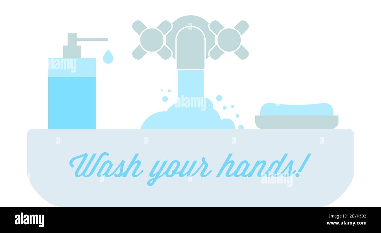 Wash your hands sink poster design. Personal hygiene. Disinfection ...