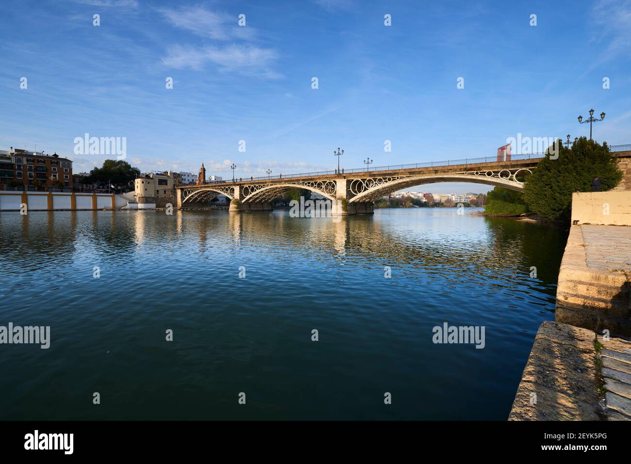 Seville, Andalusia, Spain, Europe. Isabel II bridge or Triana bridge ...