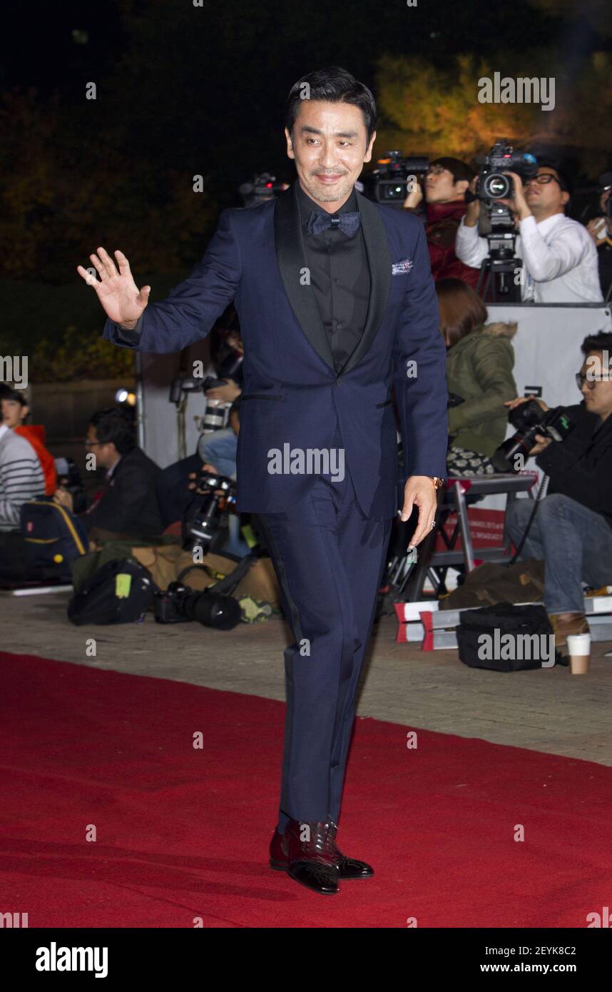 1 November 2013 - Seoul, South Korea : South Korean actor Ryu Seung-Ryong attends a red carpet ...