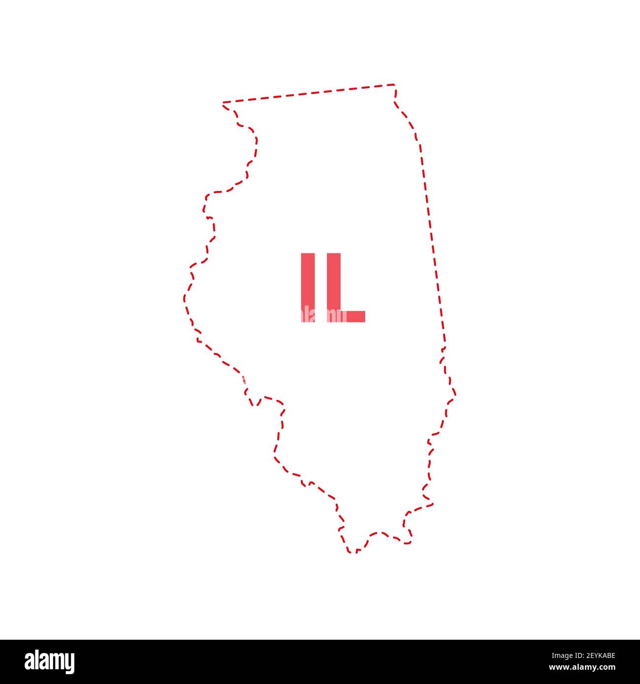 Illinois US state map outline dotted border. illustration. Two-letter ...