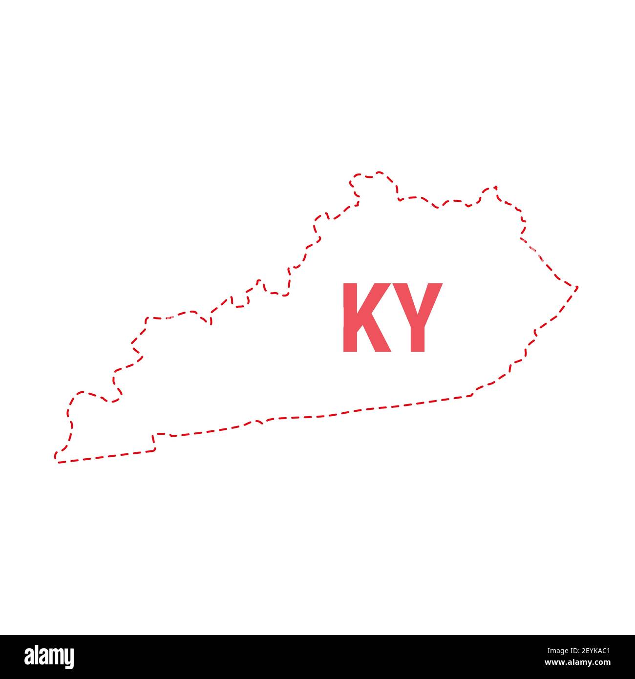 Kentucky US state map outline dotted border. illustration. Two-letter ...