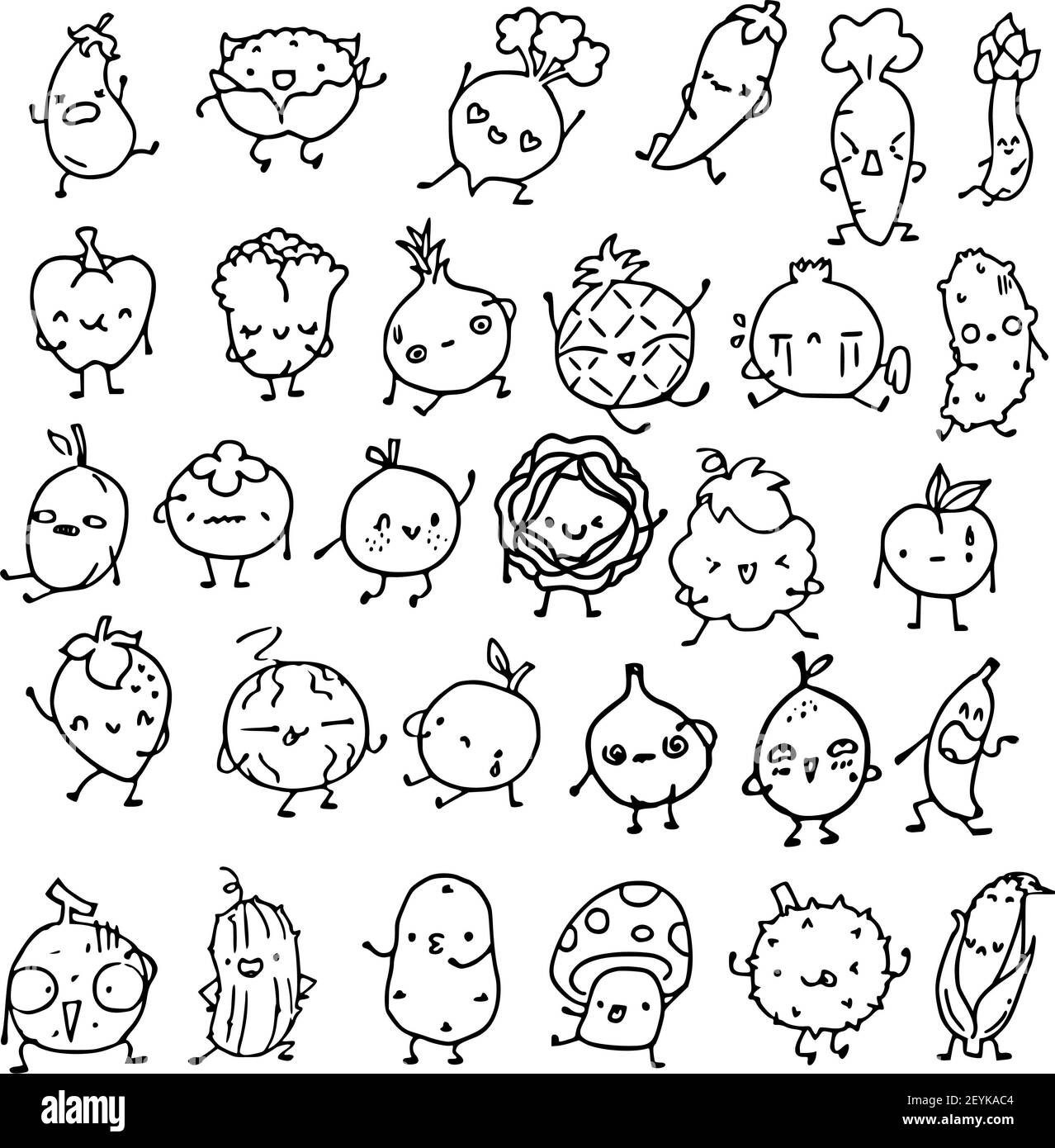 Cucumber vegetables vector set Black and White Stock Photos & Images ...