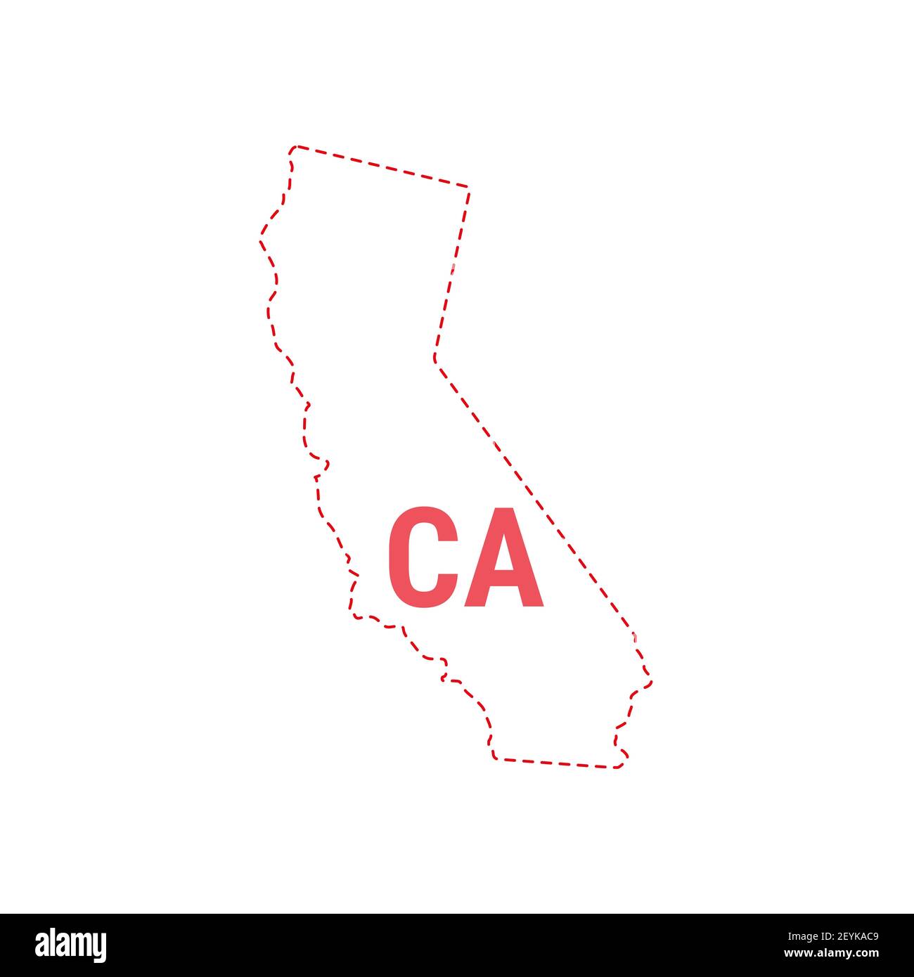 California US state map outline dotted border. illustration. Two-letter ...