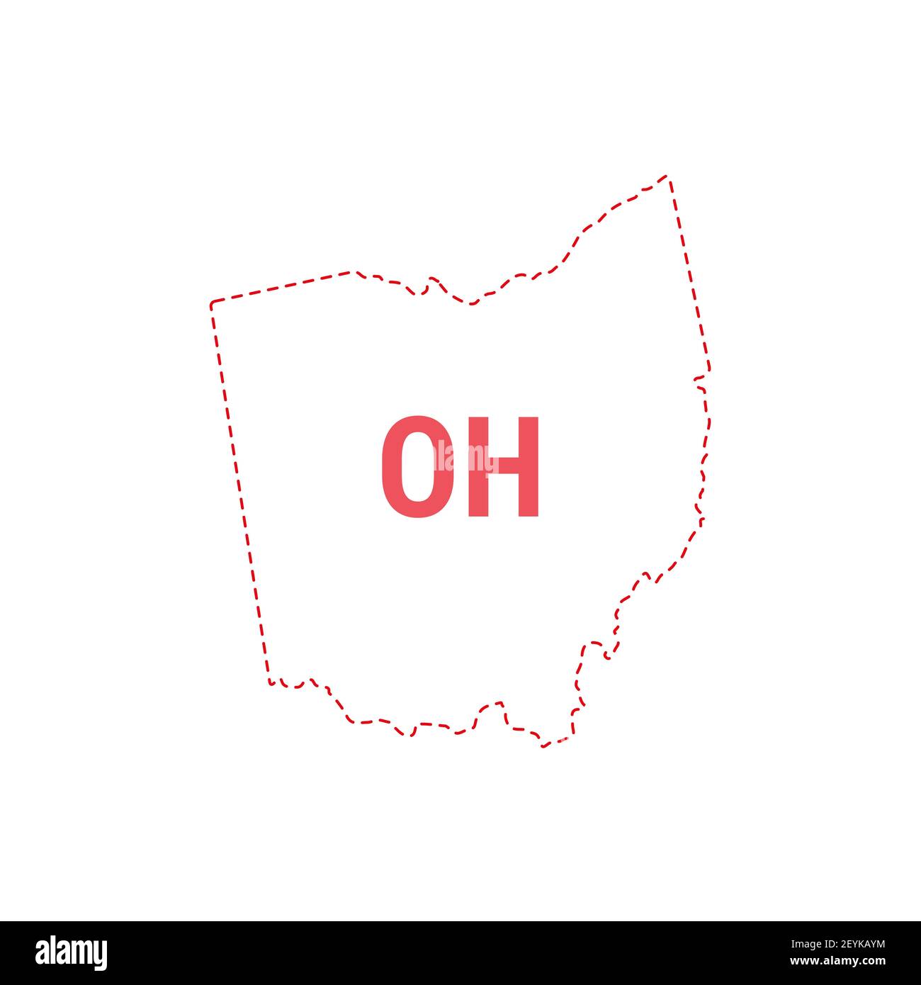 Ohio US state map outline dotted border. illustration. Two-letter state ...