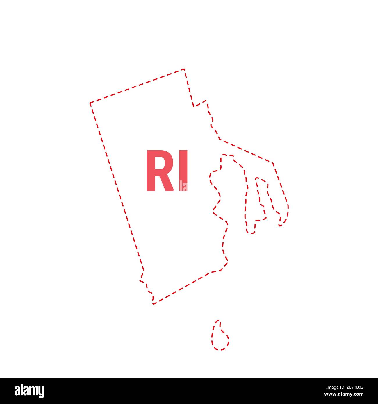 Rhode Island US state map outline dotted border. illustration. Two ...