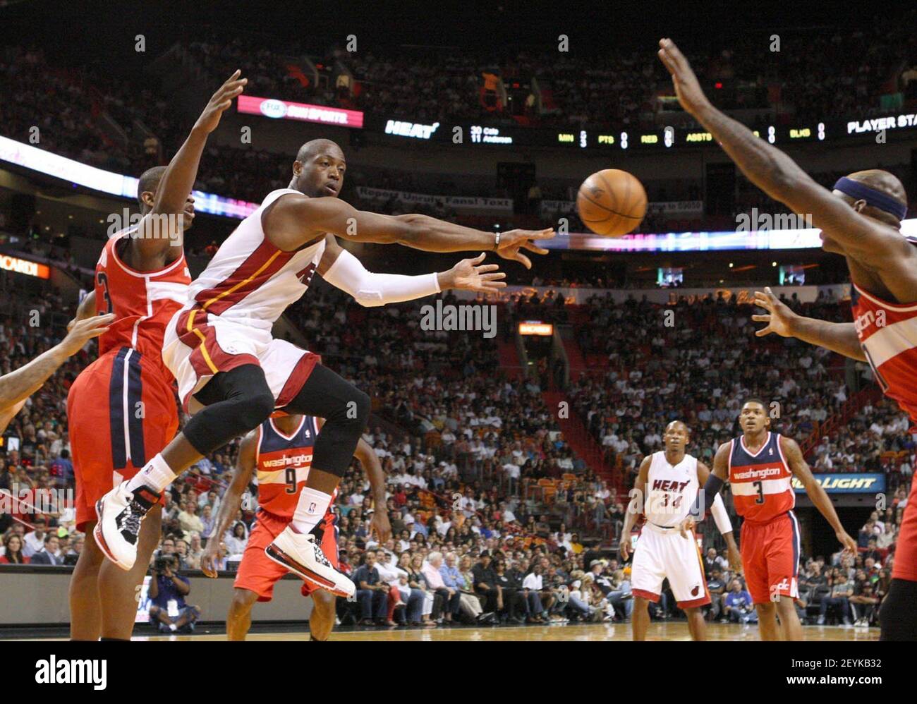 Miami Heat guard Dwyane Wade pass the ball in the second quarter ...