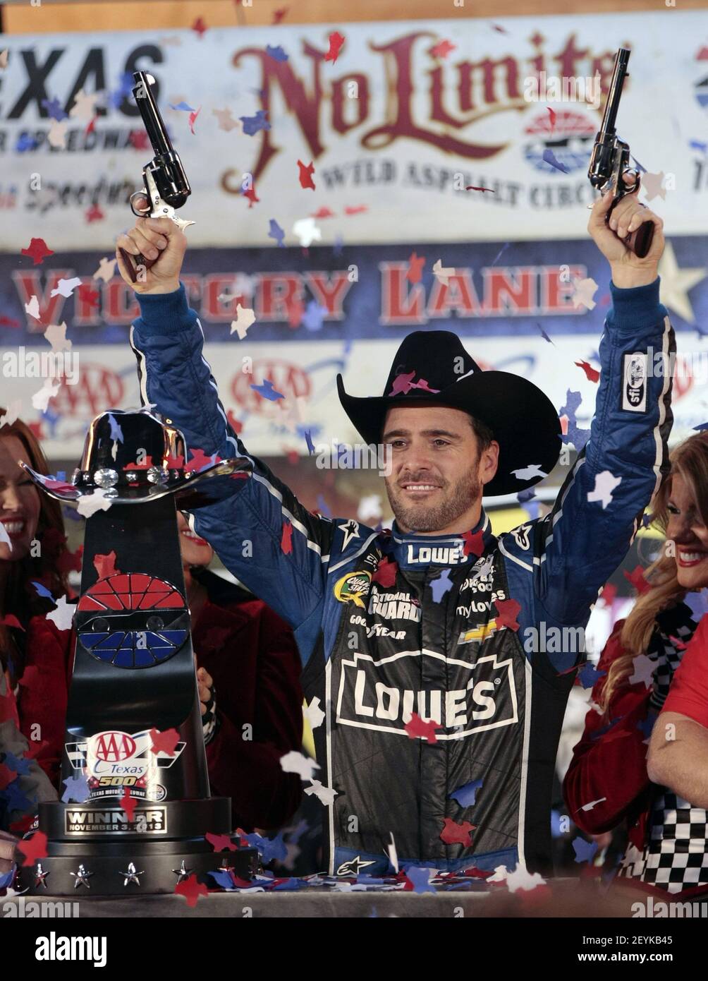 Jimmie Johnson wins the NASCAR Sprint Cup series AAA Texas 500 at the ...