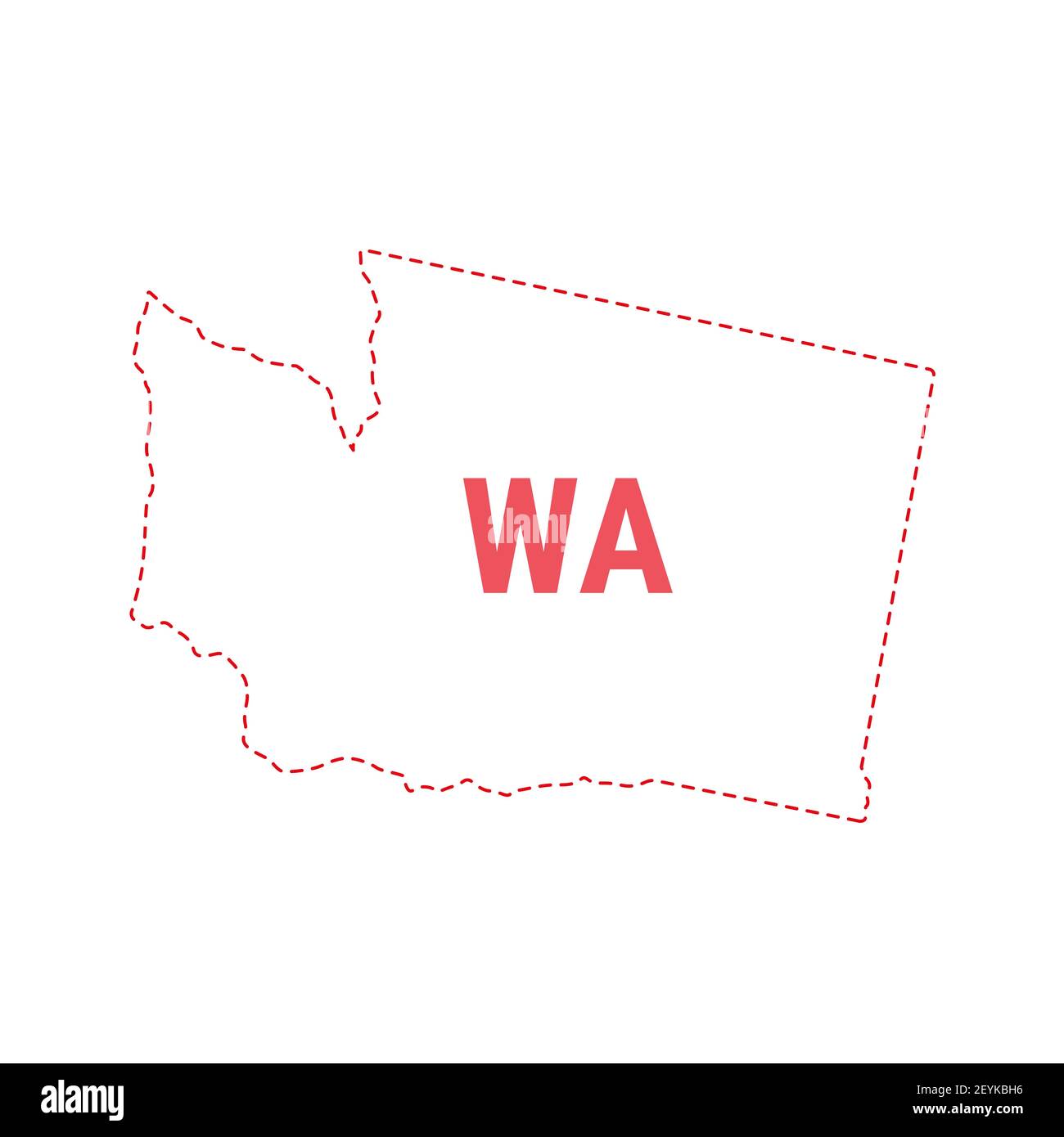 Washington US state map outline dotted border. illustration. Two-letter ...