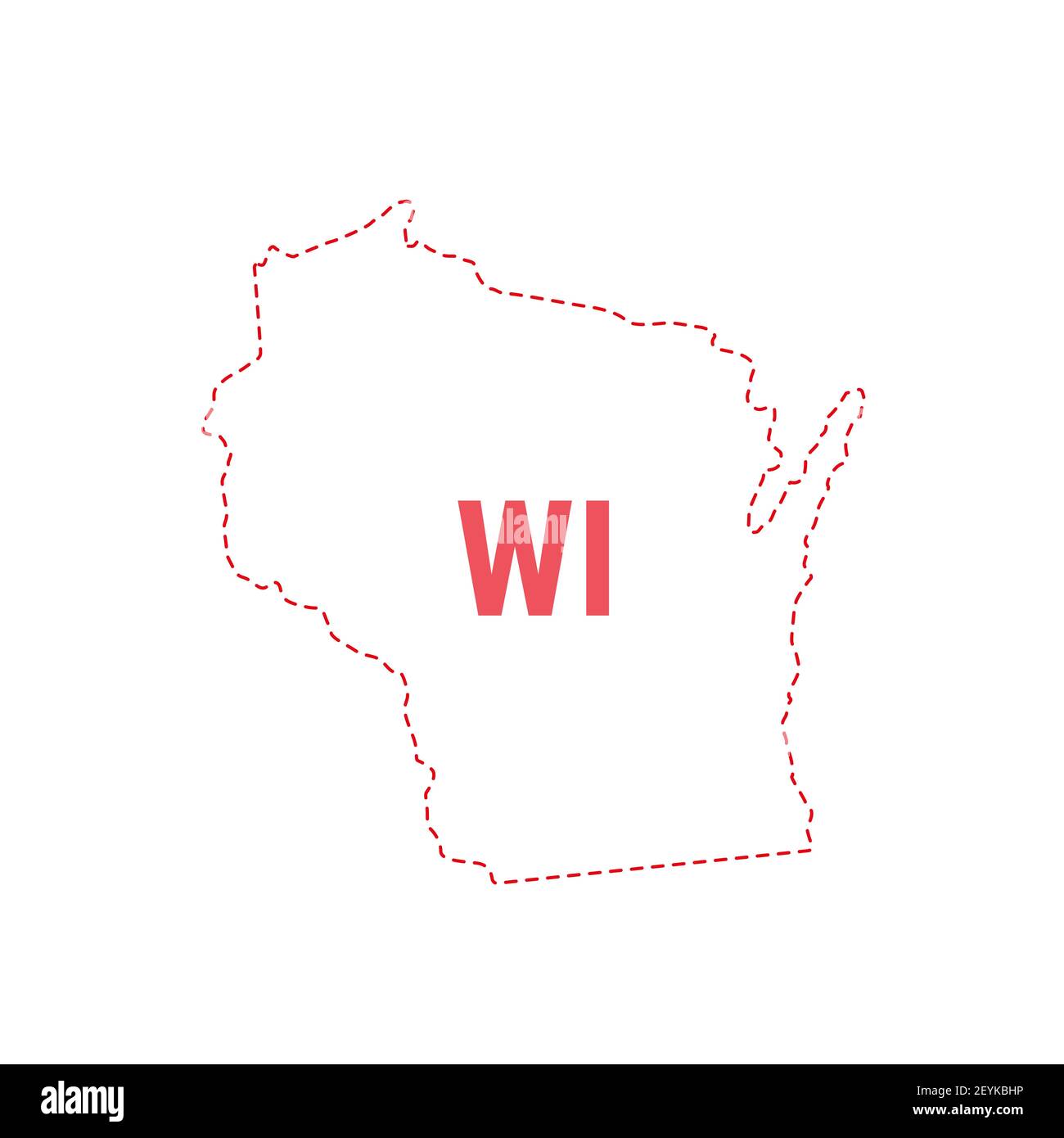 Wisconsin US state map outline dotted border. illustration. Two-letter ...