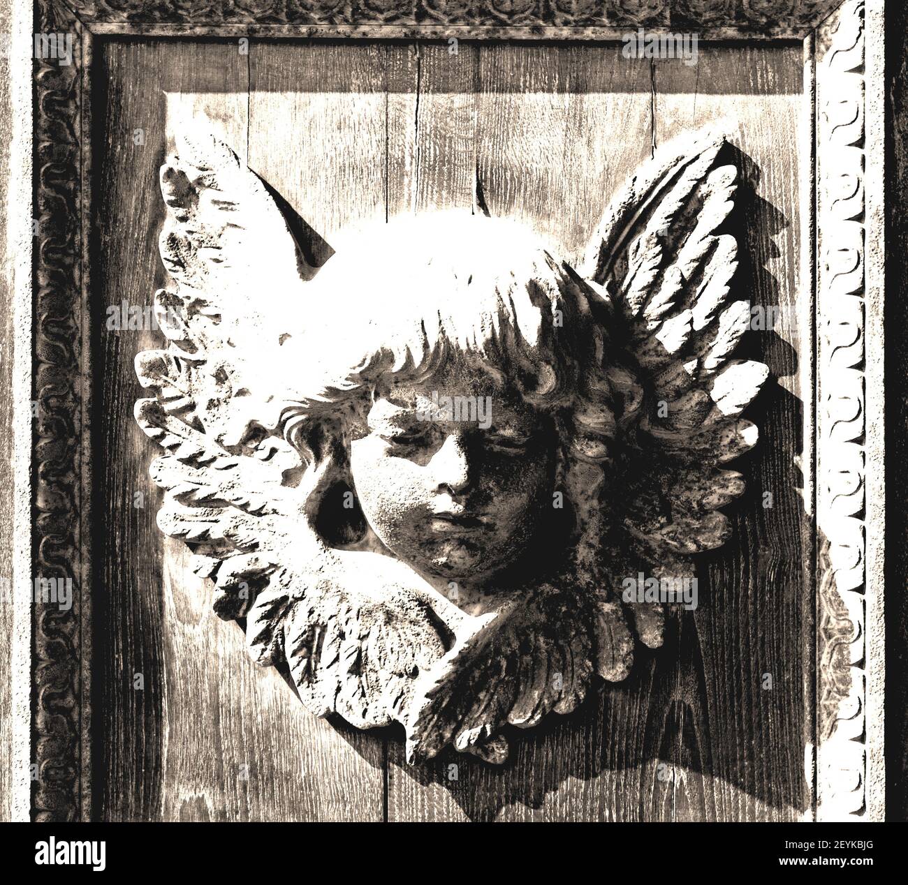 Abstract statue of angel texture of brown antique wooden old door Stock ...