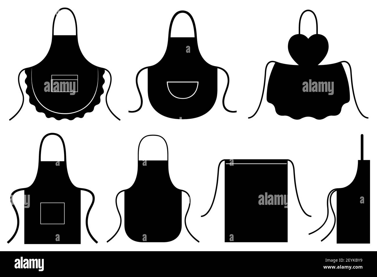 Set of different kitchen aprons isolated on white Stock Photo - Alamy