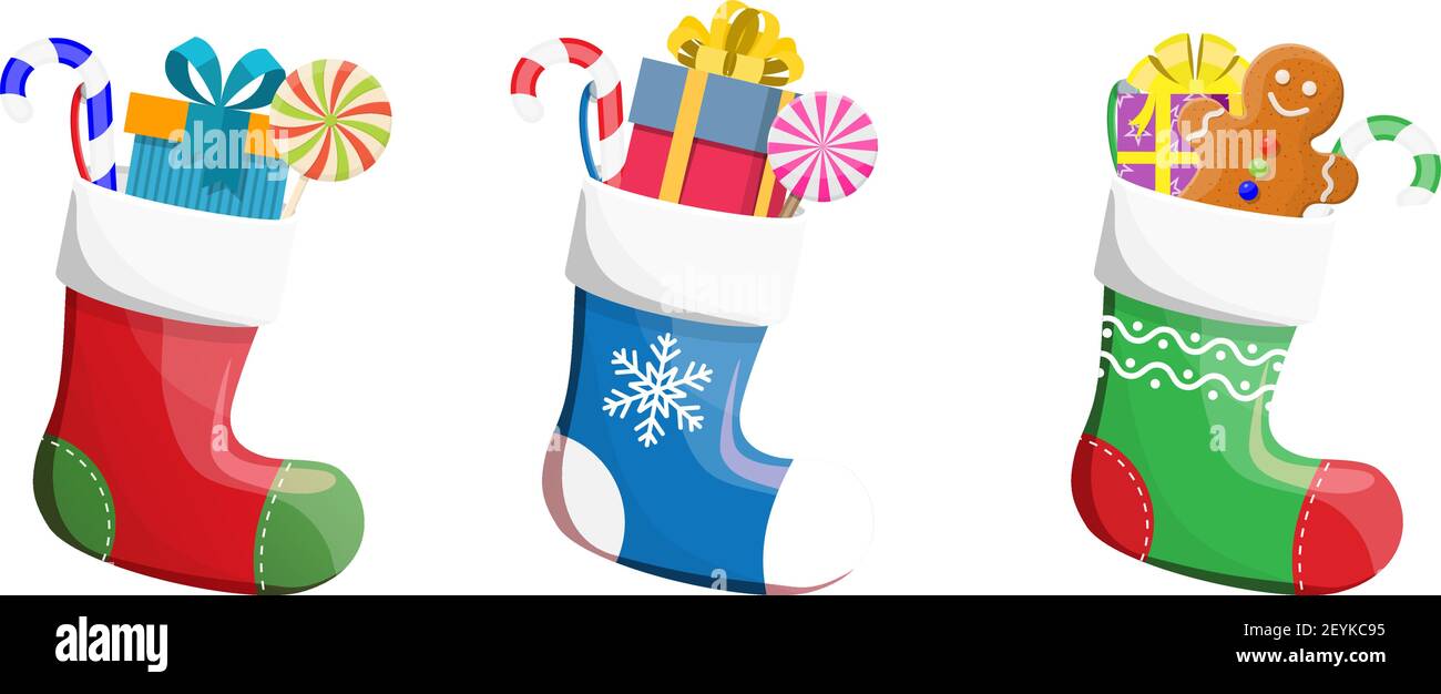 Christmas green sock gifts Stock Vector Images - Alamy