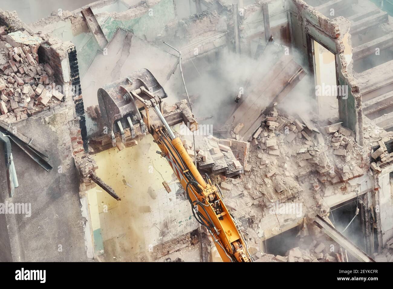 Building demolition in progress, view from above Stock Photo - Alamy