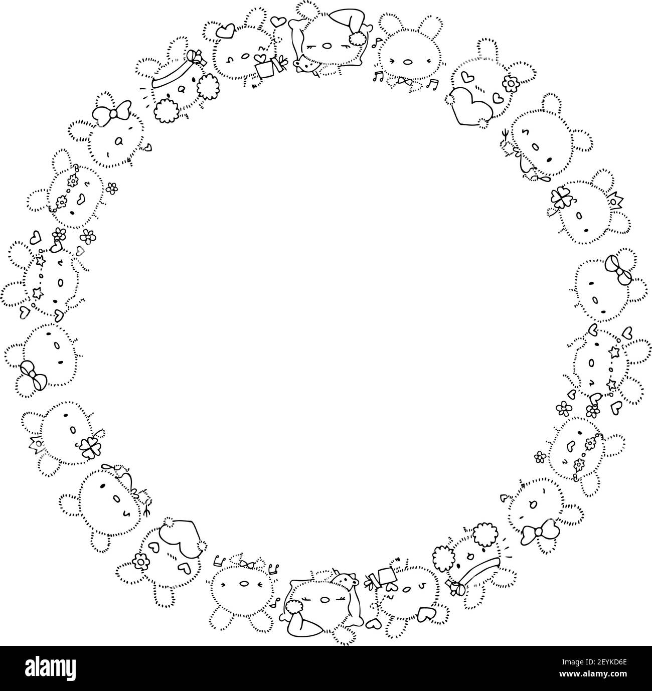 vector cartoon rabbit emoji sticker set border frame background Stock ...