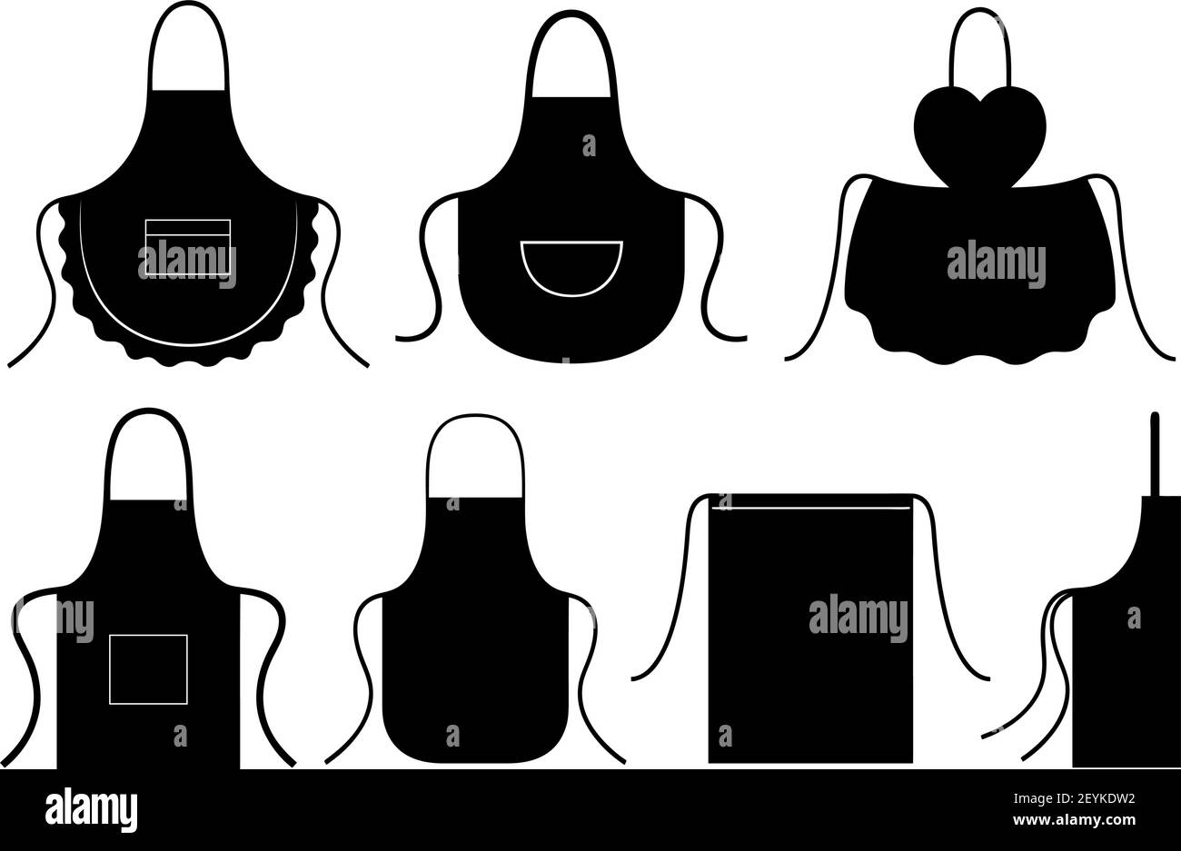 Set of different kitchen aprons isolated on white Stock Vector Image ...