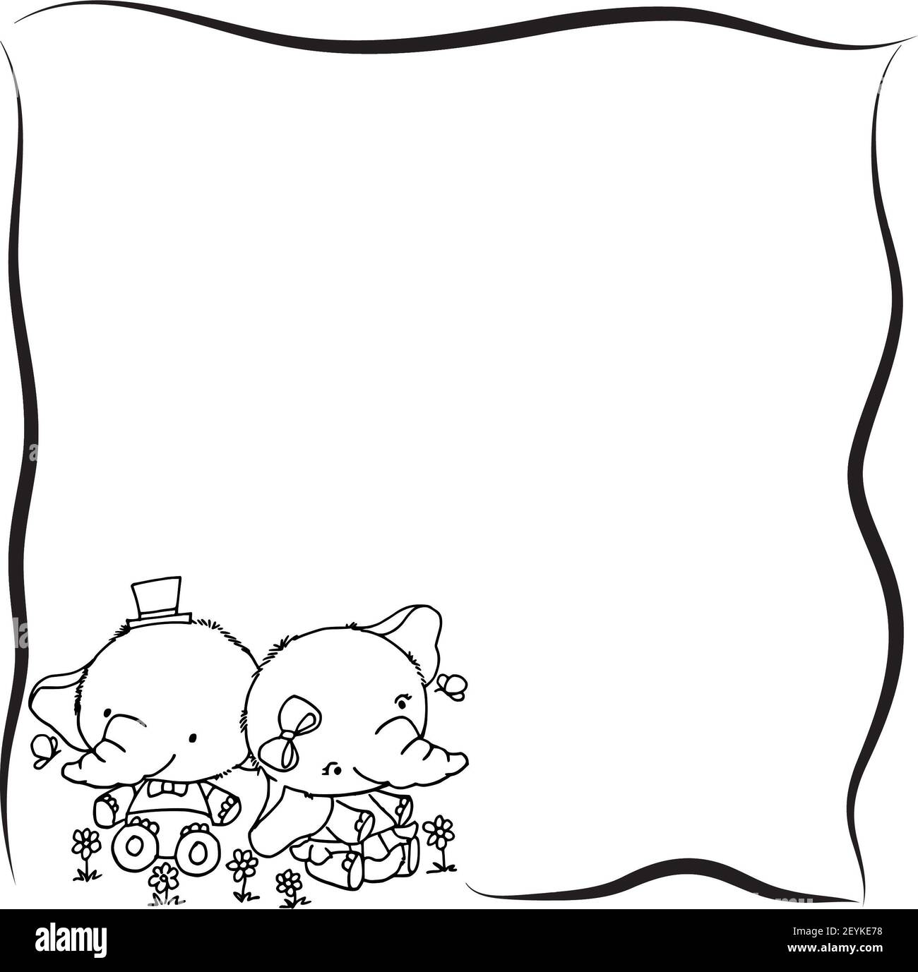 vector cartoon elephant background border frame Stock Photo - Alamy