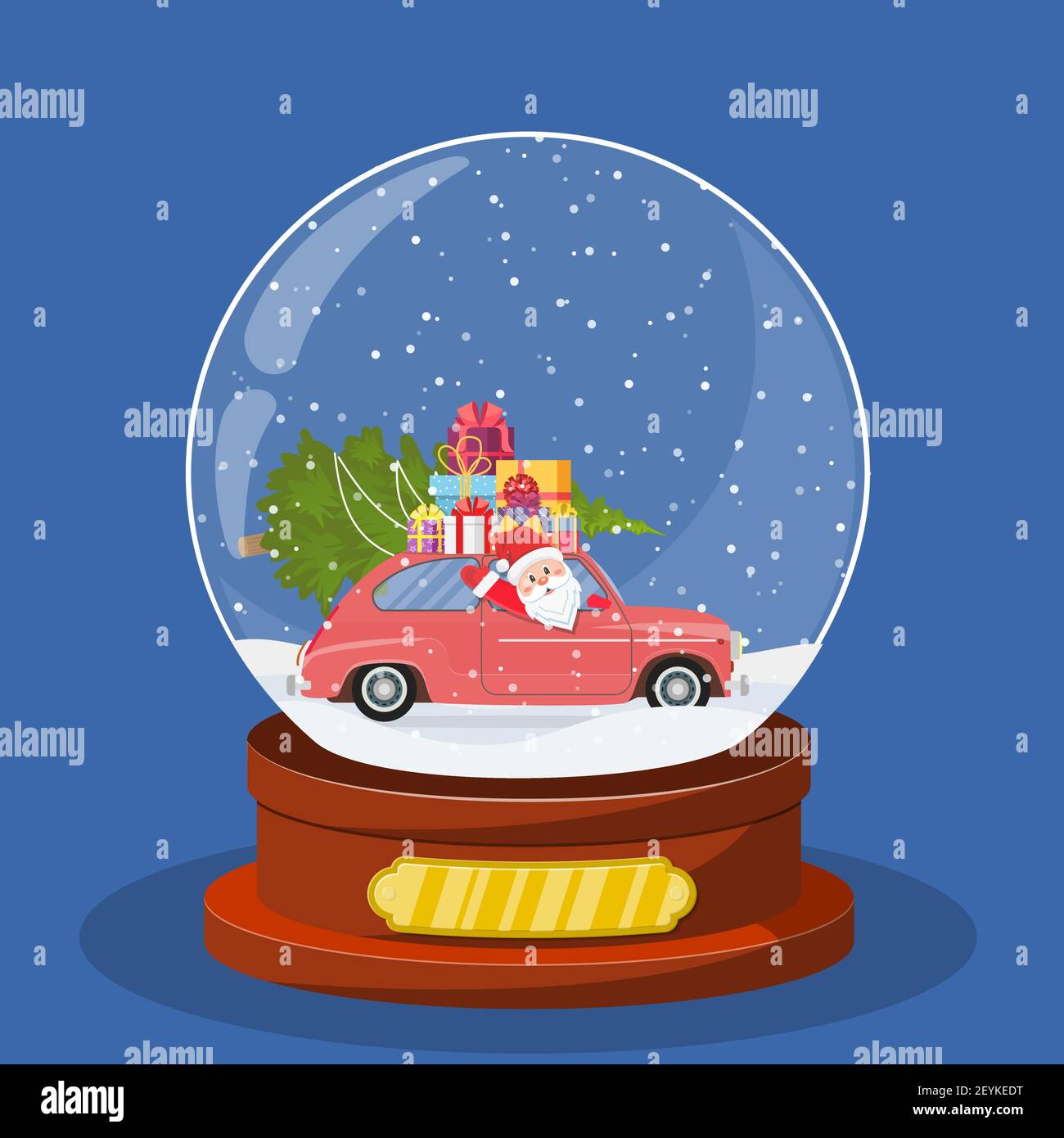 Christmas snow globe with Retro car Stock Vector Image & Art - Alamy