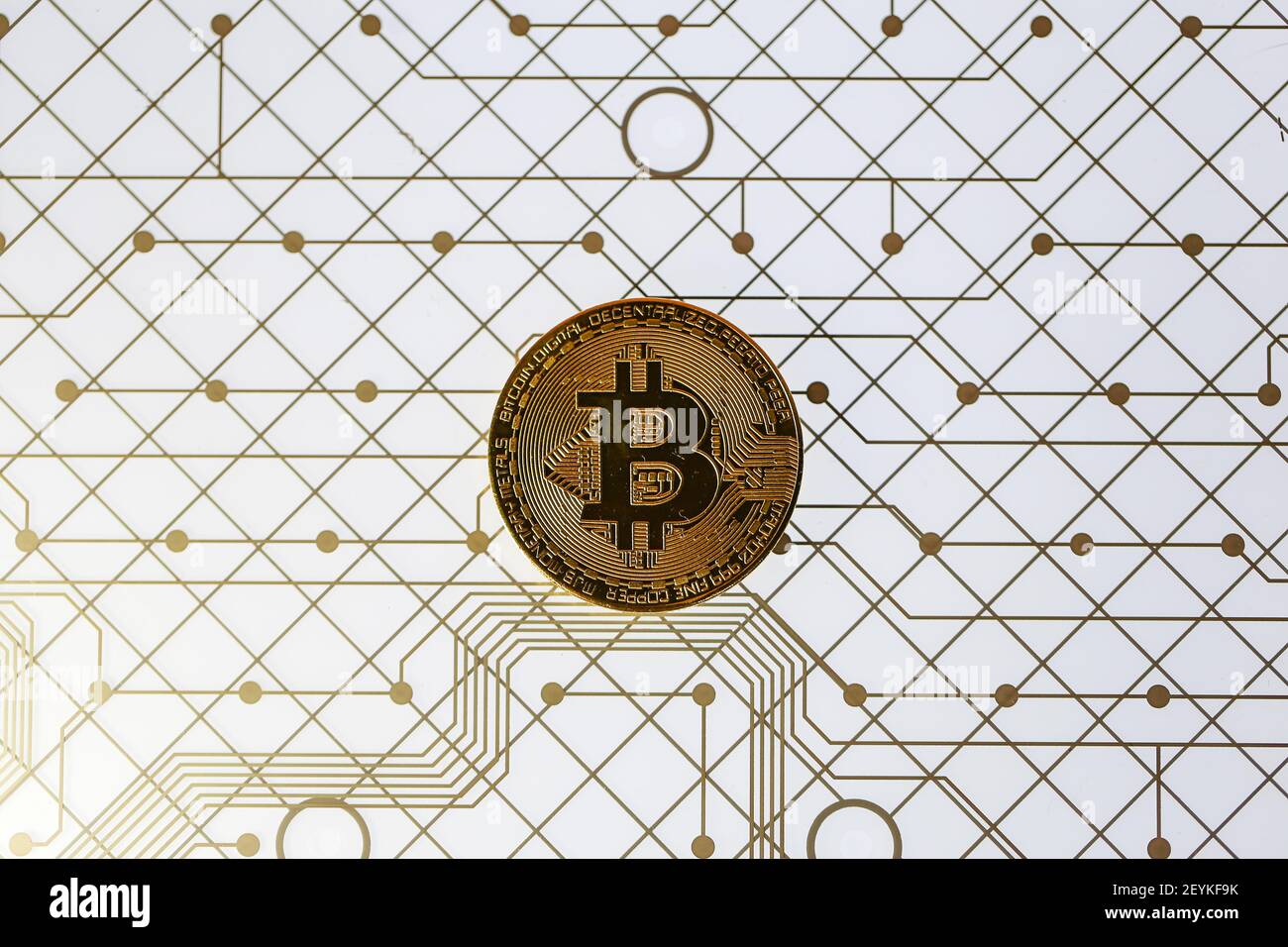 An illustration of the bitcoin sign on a modern background Stock Photo ...